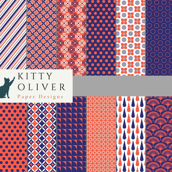 Navy Blue and Coral - Etsy