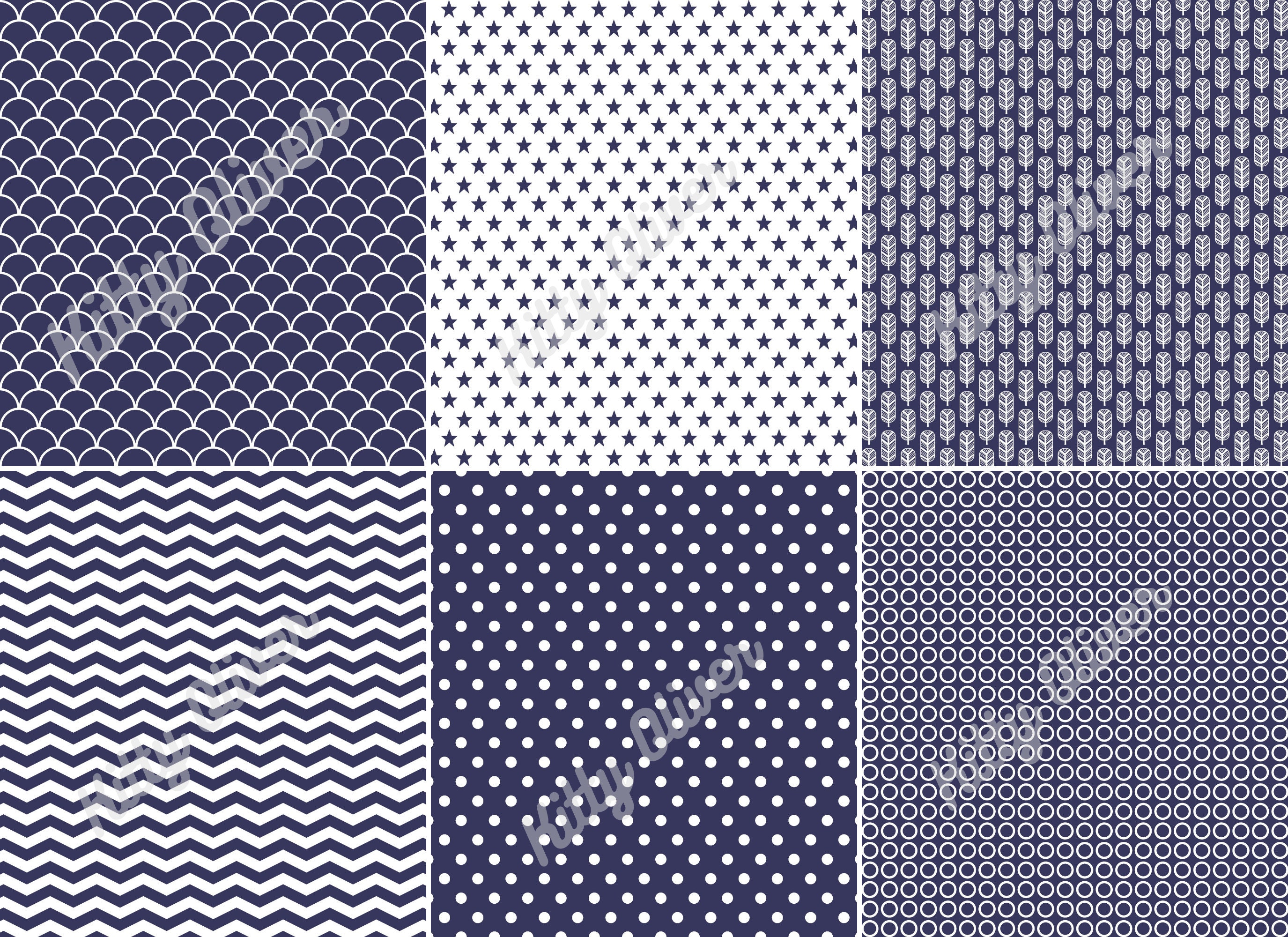 Navy Blue Basic Patterns Paper Pack | Printable Digital Paper Download ...