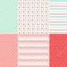 Fresh Coral and Aqua Digital Paper Pack | Printable Digital Paper ...