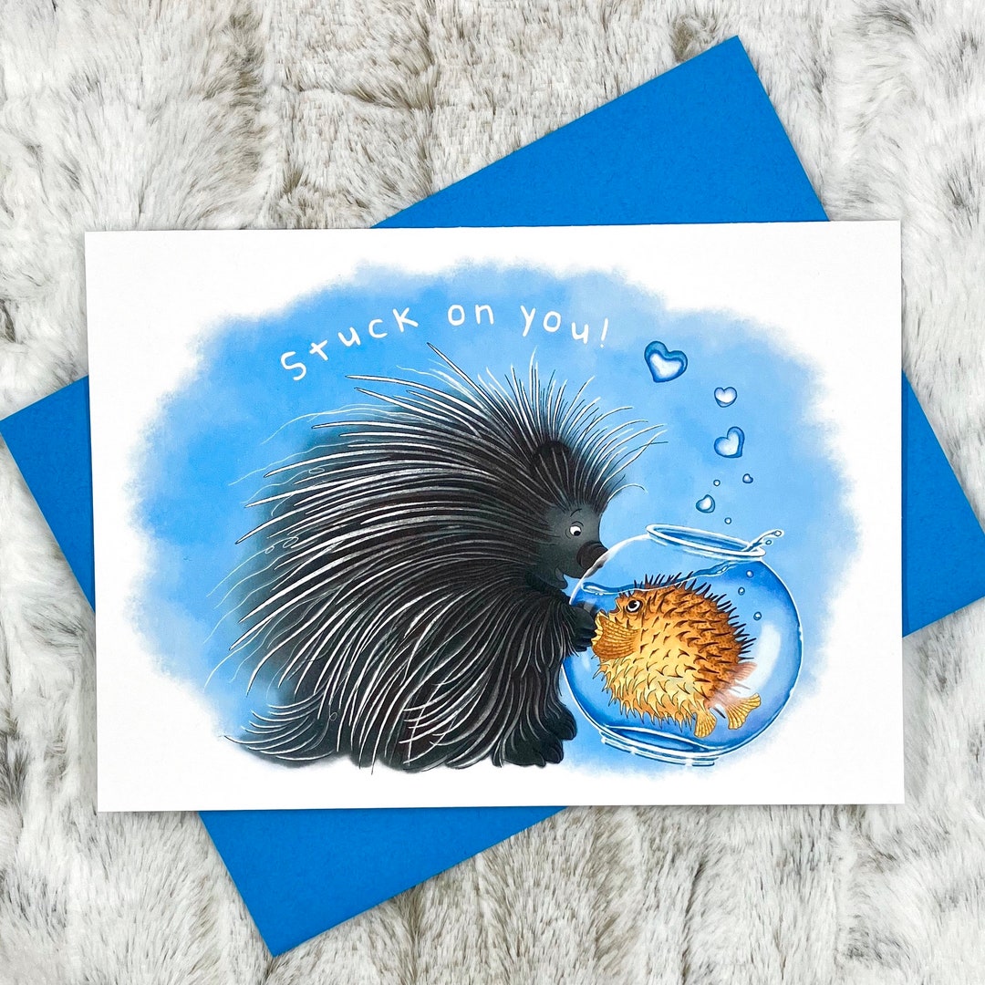 Valentine Animal Card, Animal Anniversary Card, Whimsical Valentine ...