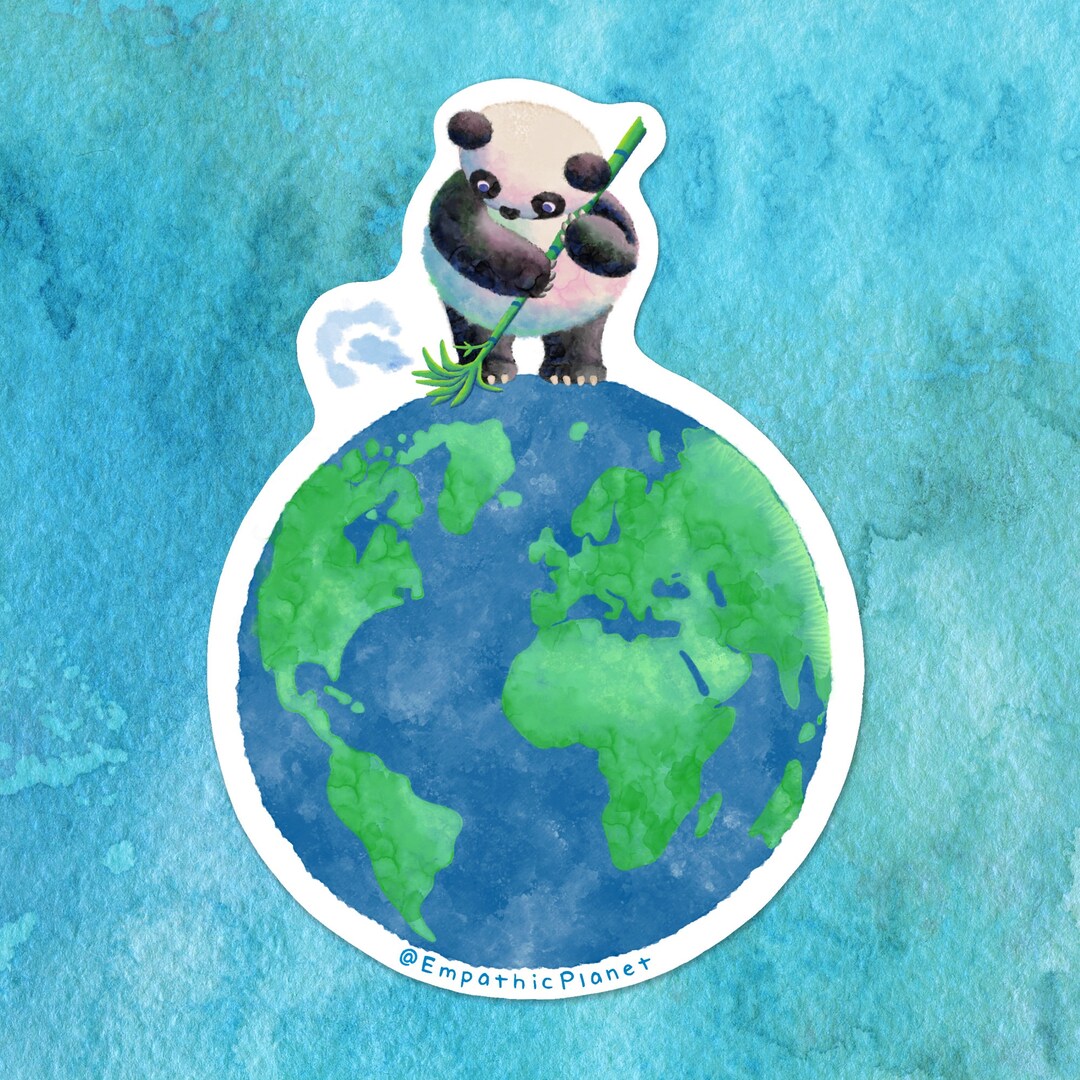 Cute Panda, Earth Day Gift, Eco Stickers, Earth Sticker, Panda Sticker ...