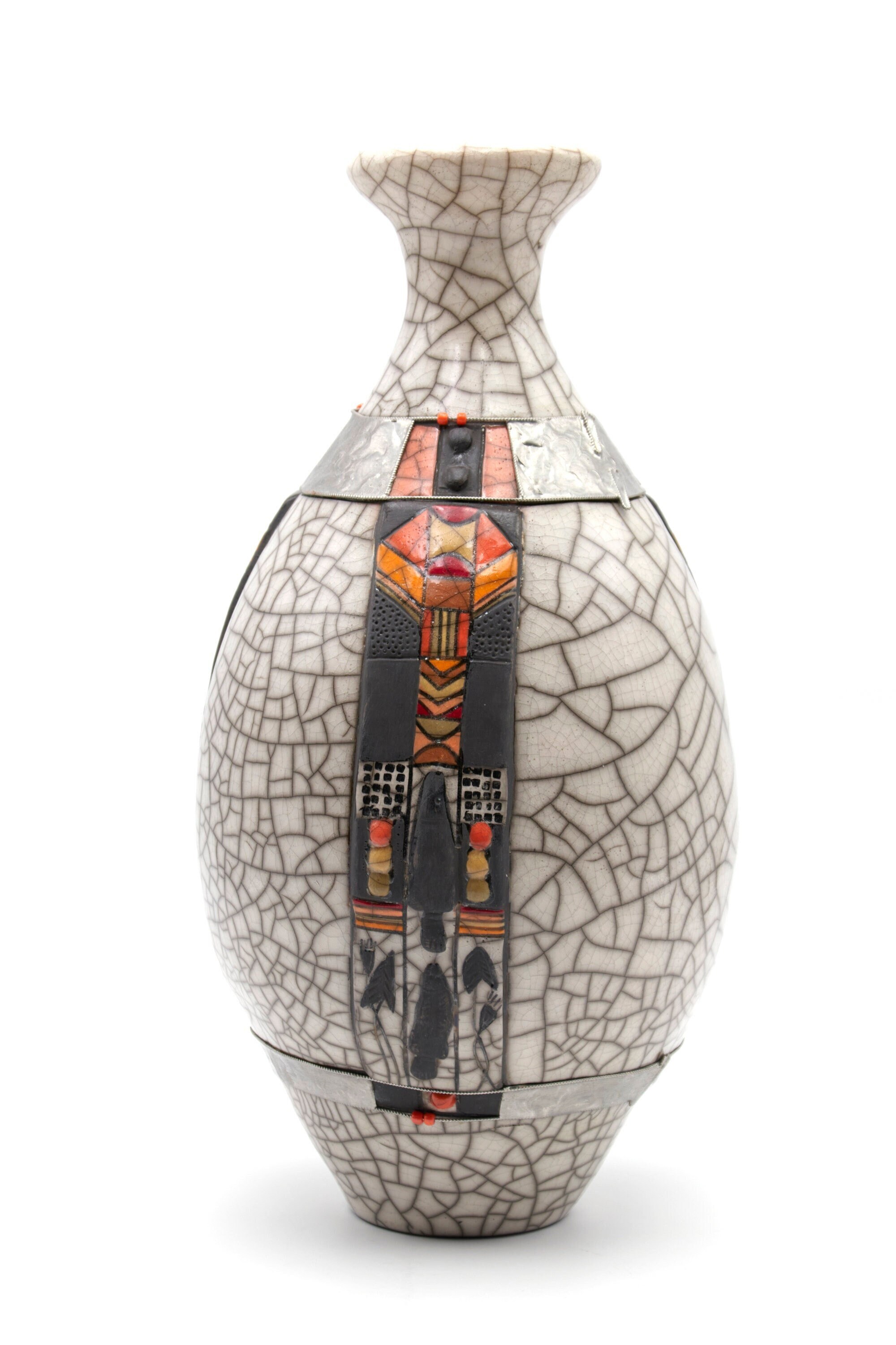 Raku Shield Pot With Hammered Silver Metal Circles - Etsy