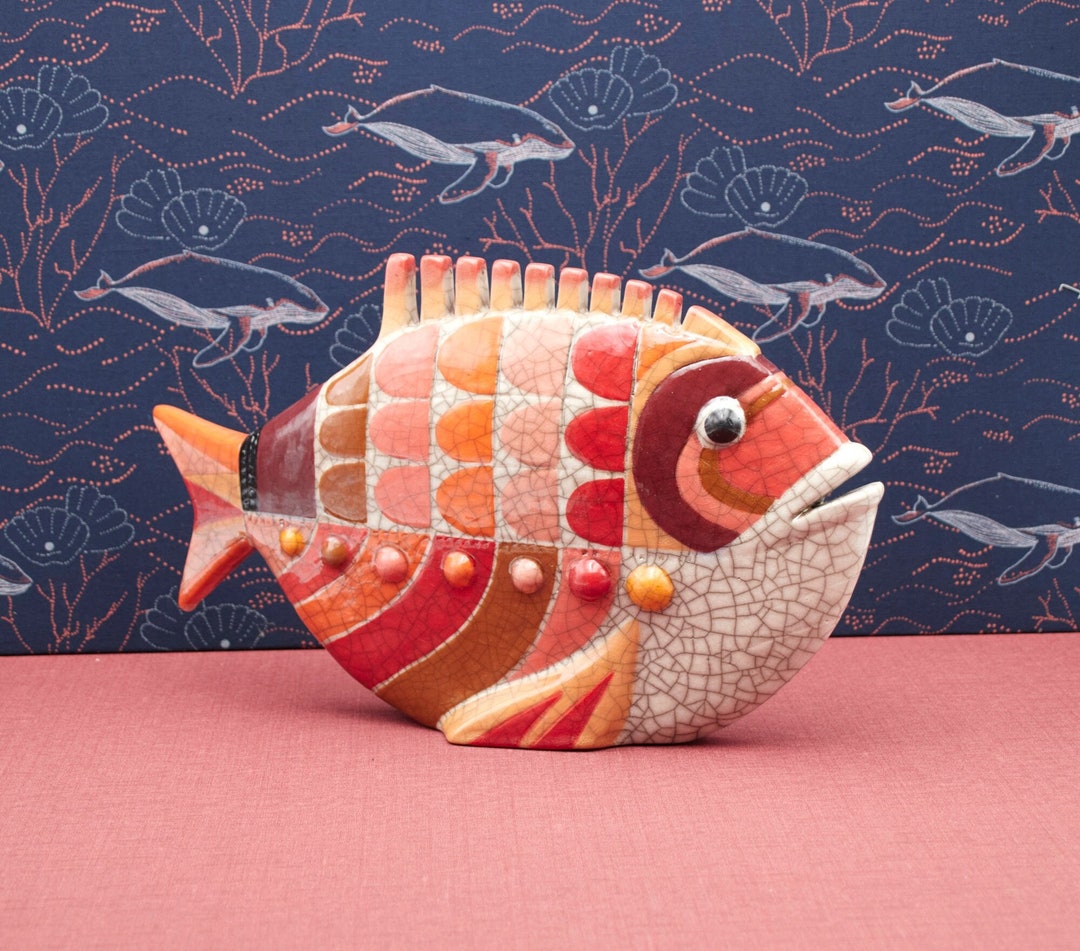 Art Deco Style Raku Ceramic Fish Available in Several Colors - Etsy