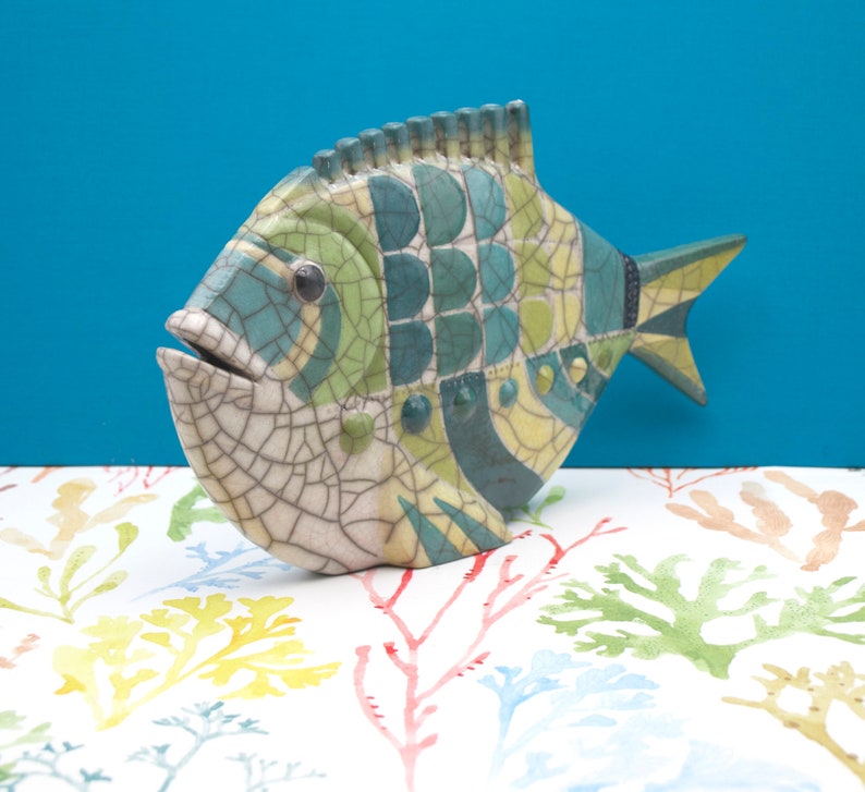 Art Deco Style Raku Ceramic Fish Available in Several Colors - Etsy