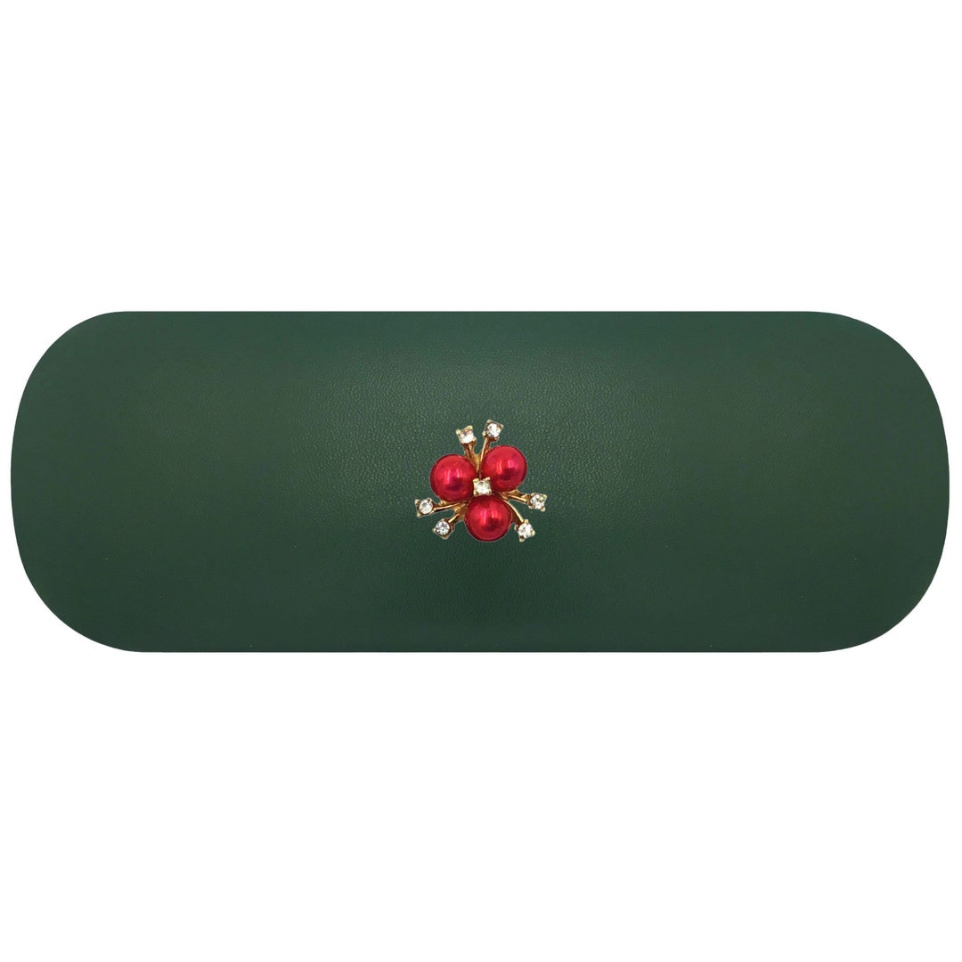 Red Pearl Berries Hard Glasses Case. Diamante Flower Spectacle Case ...