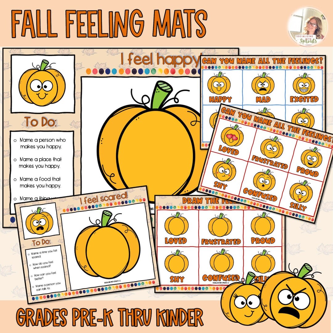 Pumpkin Feelings Mats Pumpkin Emotions Identifying Feelings Activities ...