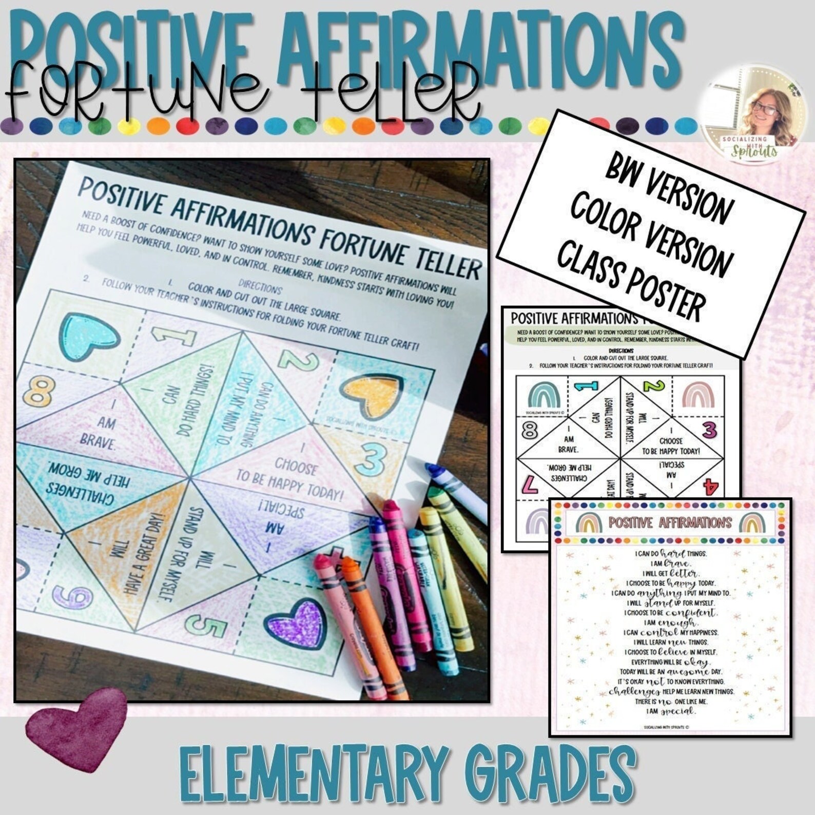 Positive Affirmations Fortune Teller Back to School Crafts Preschool ...