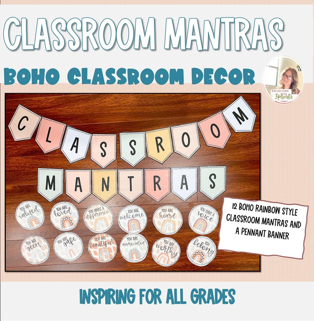 Class Mantras | Positive Affirmations for Classrooms | Boho Pennant ...