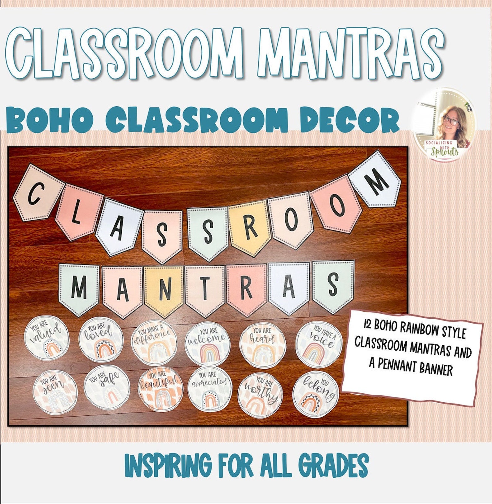 Class Mantras | Positive Affirmations for Classrooms | Boho Pennant ...
