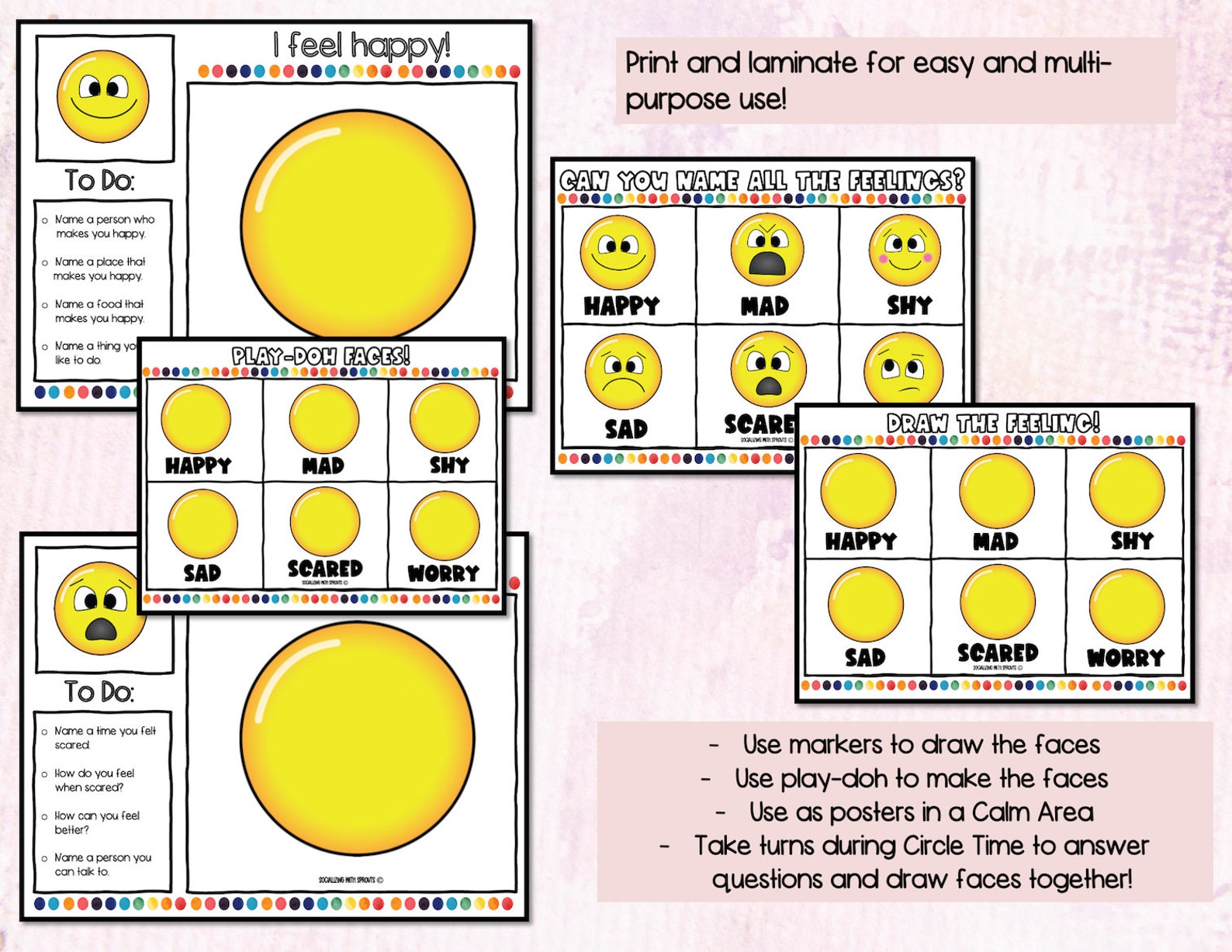 Feeling Mats | Emotions for Kids | Identifying Feelings Preschool ...