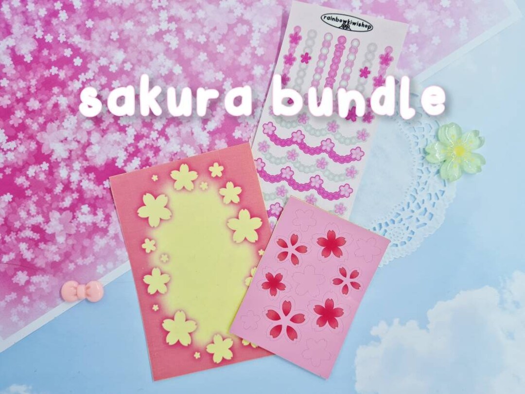 Sakura Sticker Bundle for Bullet Journal, Planner, Kpop Deco Toploader ...