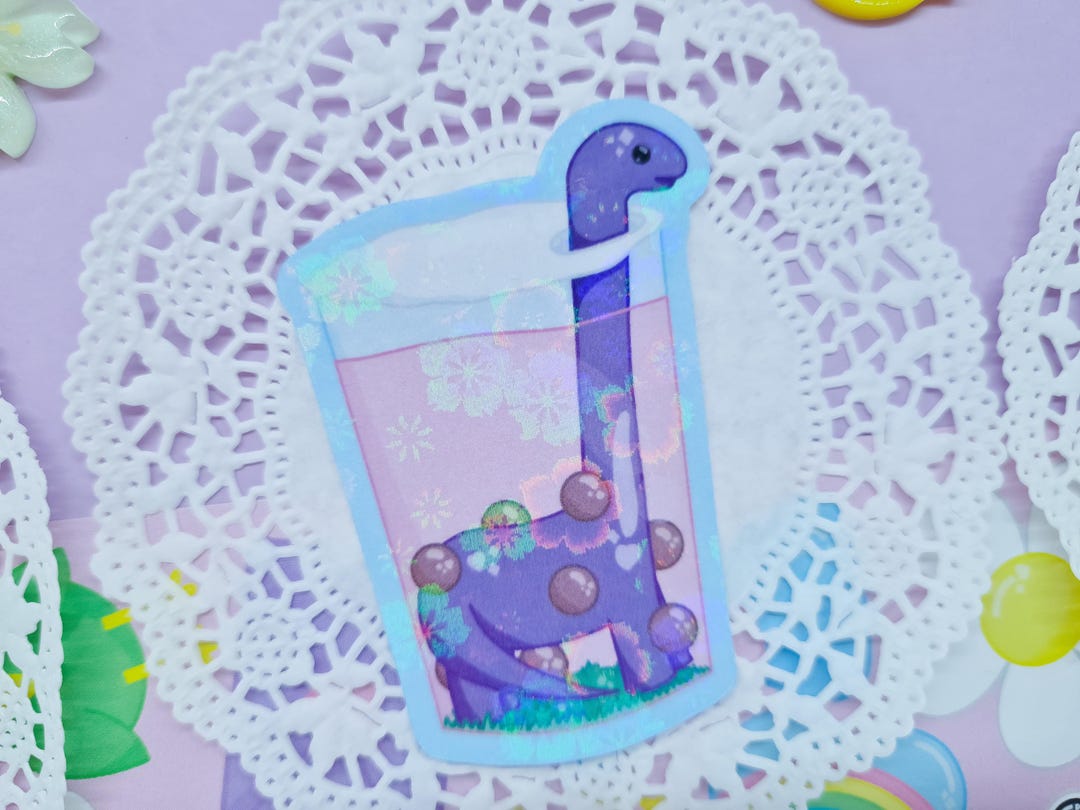 Bobasaurus Dinosaur Sticker | Kawaii Stationery, Holographic Bullet ...