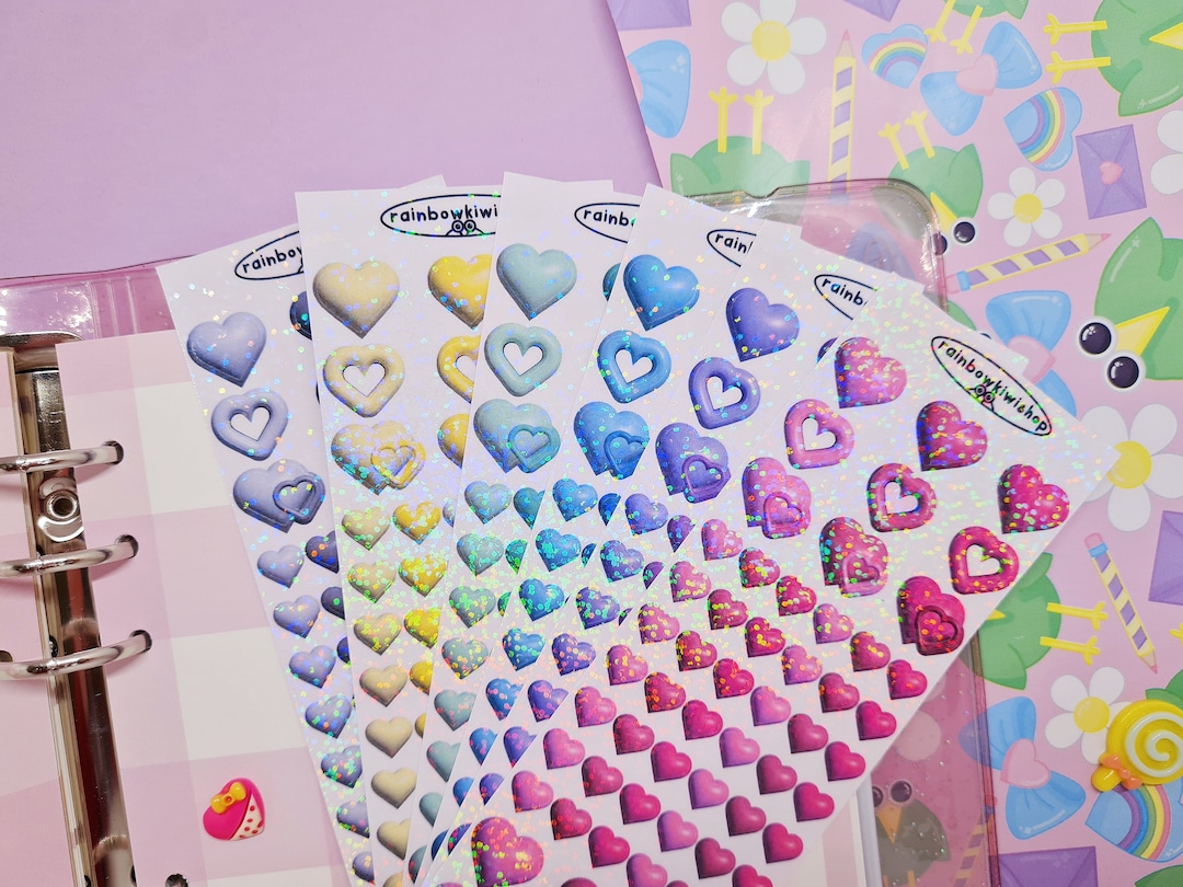 3D Heart Deco Stickers for Bullet Journal, Polcos, Kpop Toploader Deco ...