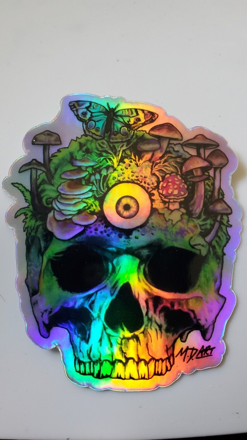 LARGE "3rd Eye Skull" Holographic Original Art Sticker - Etsy