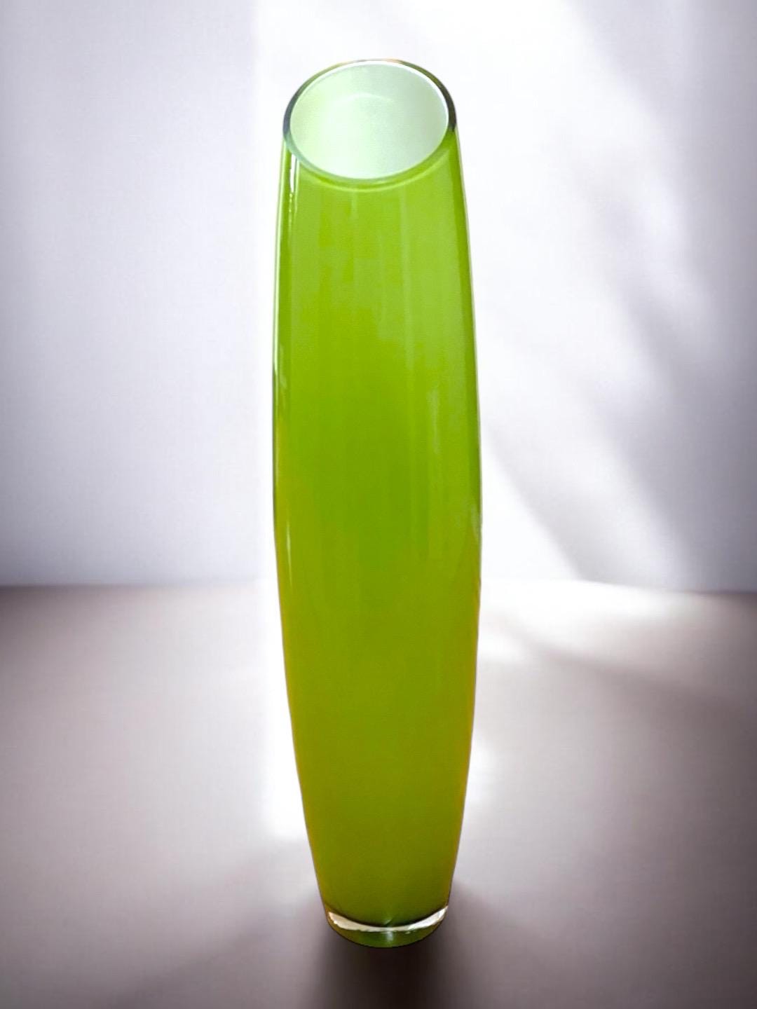 Large Bright Green Modern Minimalist Art Glass Tall Floor Flower Vase ...