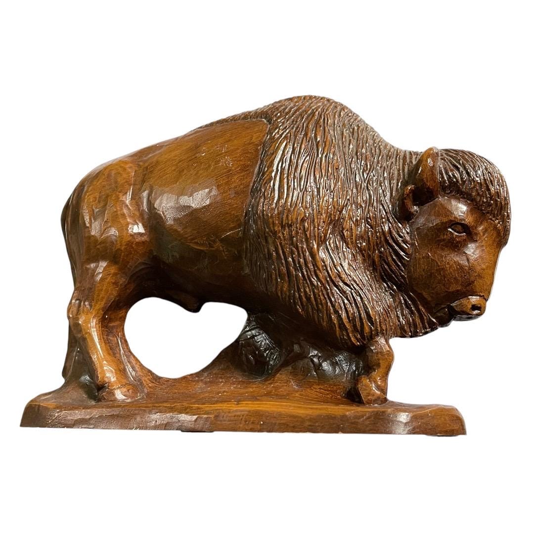 Rare Vintage Red Mill MFG American Bison Crushed Pecan Resin Sculpture ...