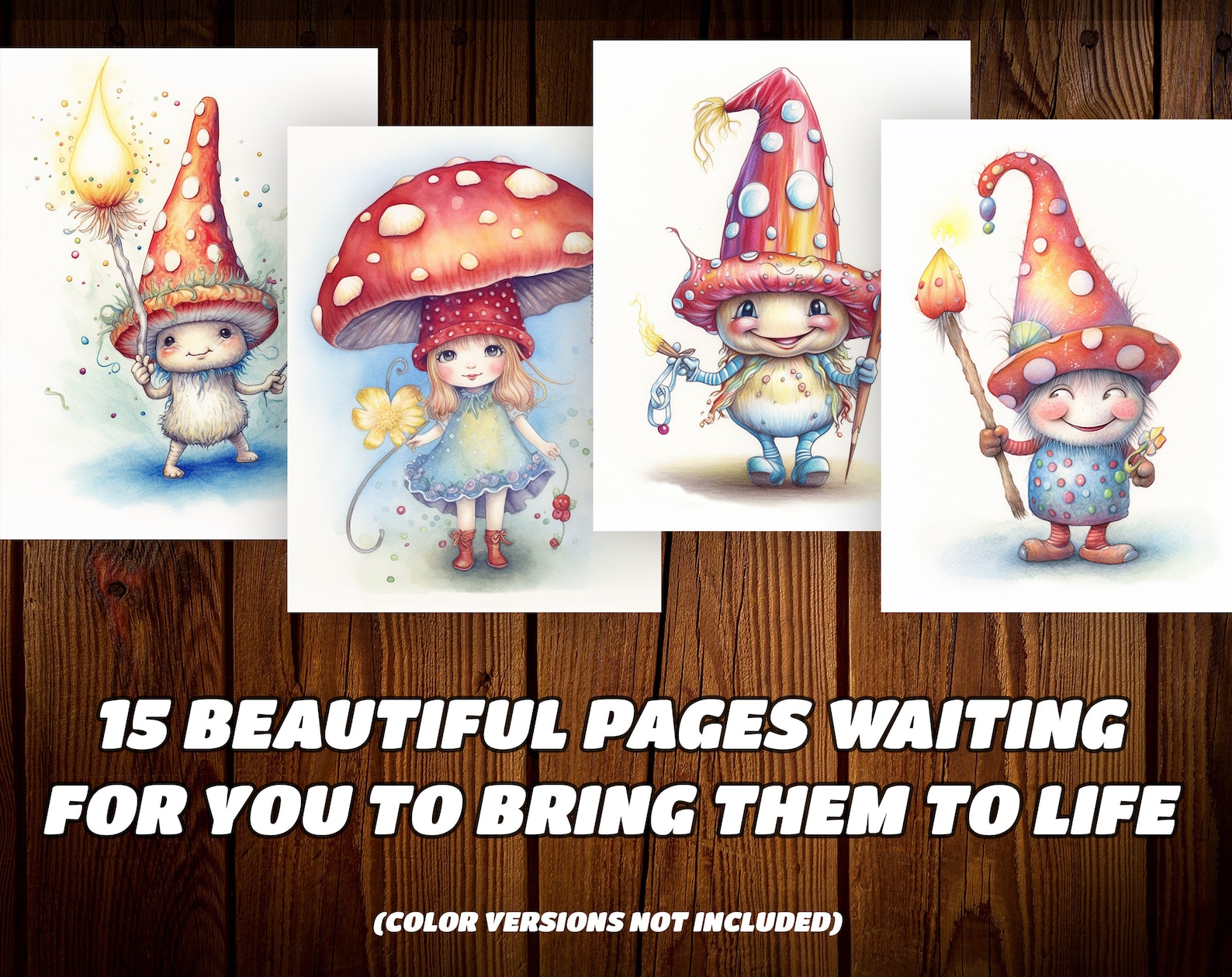 Mushroom People Coloring Pages Adults Kids Women Coloring - Etsy