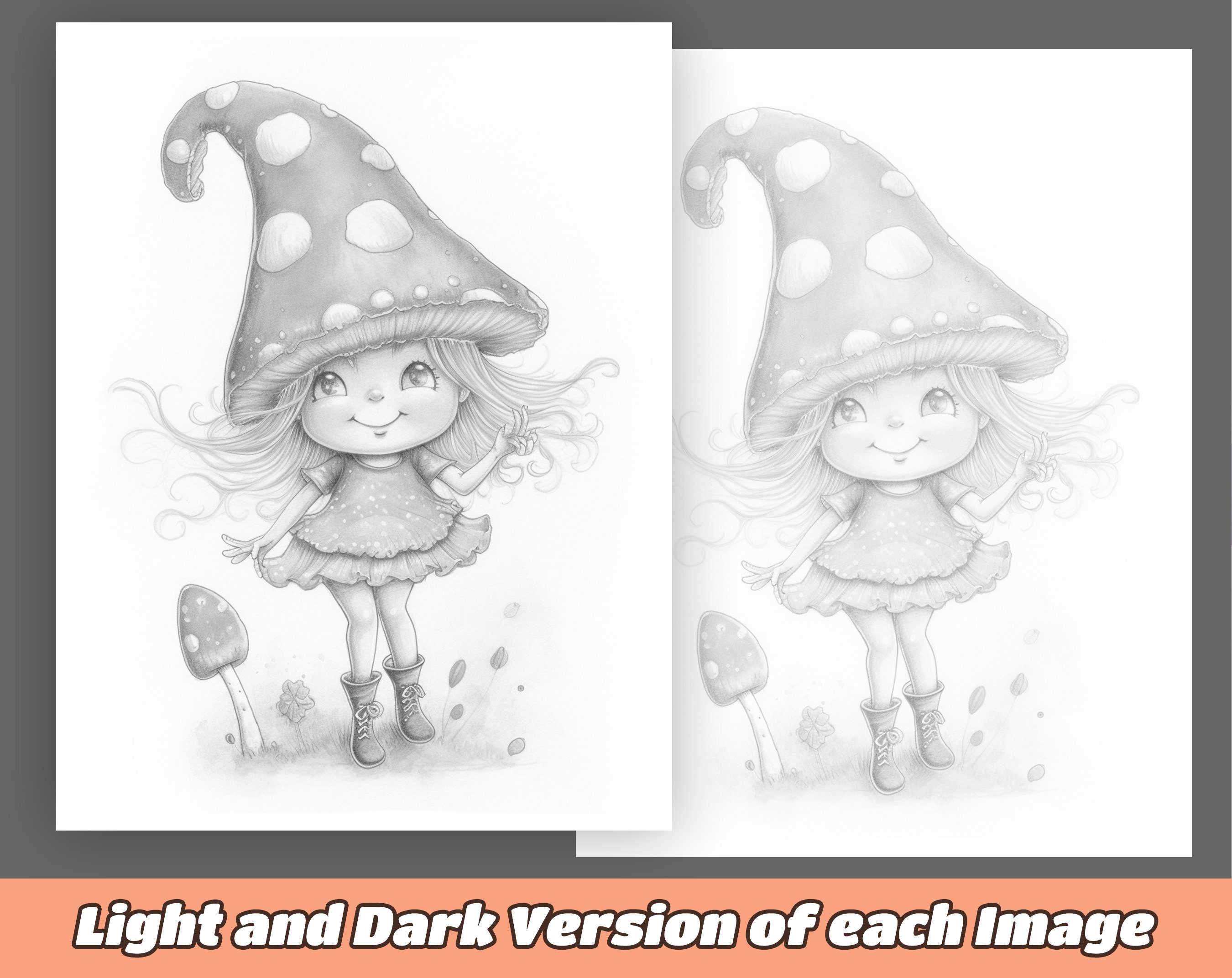 Mushroom People Coloring Pages Adults Kids Women Coloring - Etsy