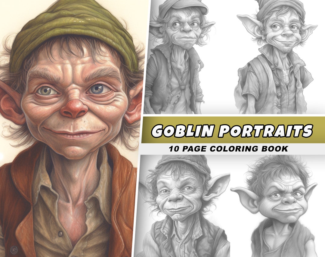 Goblin Portraits, Fantasy Adult Coloring Pages , Adults and Kids ...