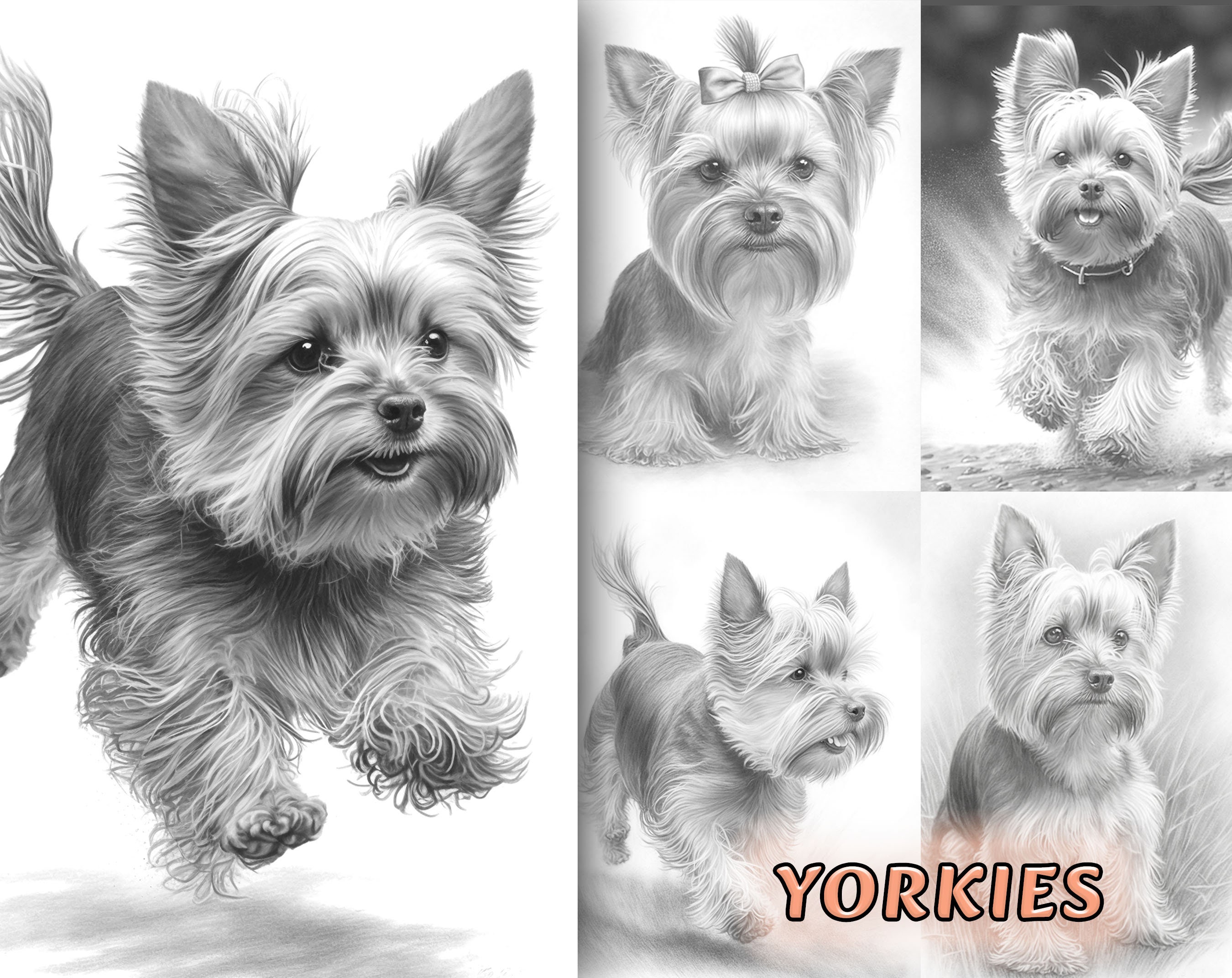 26 Yorkie Coloring Pages , Adults Kids Coloring Book Instant Download ...