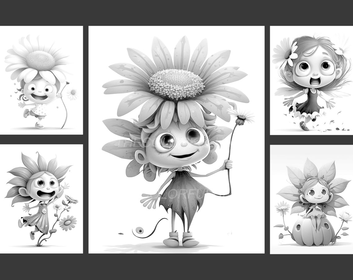 Cute Garden Sprites Vol 2 Coloring Pages , Adults + Kids Coloring Book ...