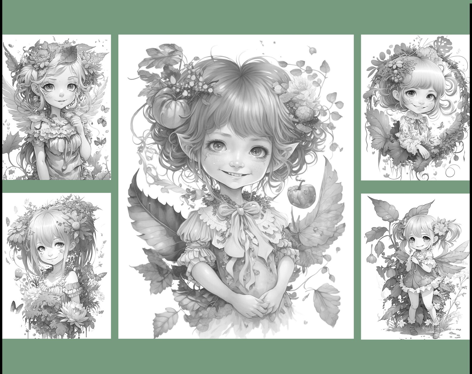 Happy Spring Fairy Girls Fantasy Coloring Pages Adults - Etsy