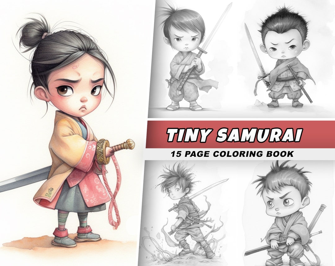 15 Tiny Samurai Coloring Pages , Adults Kids Women Coloring Book ...