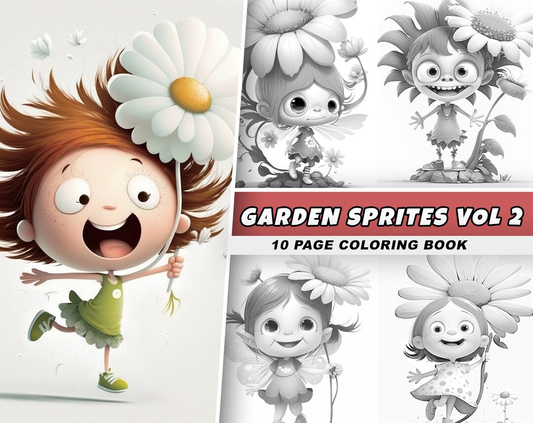 Cute Garden Sprites Vol 2 Coloring Pages , Adults Kids Coloring Book ...