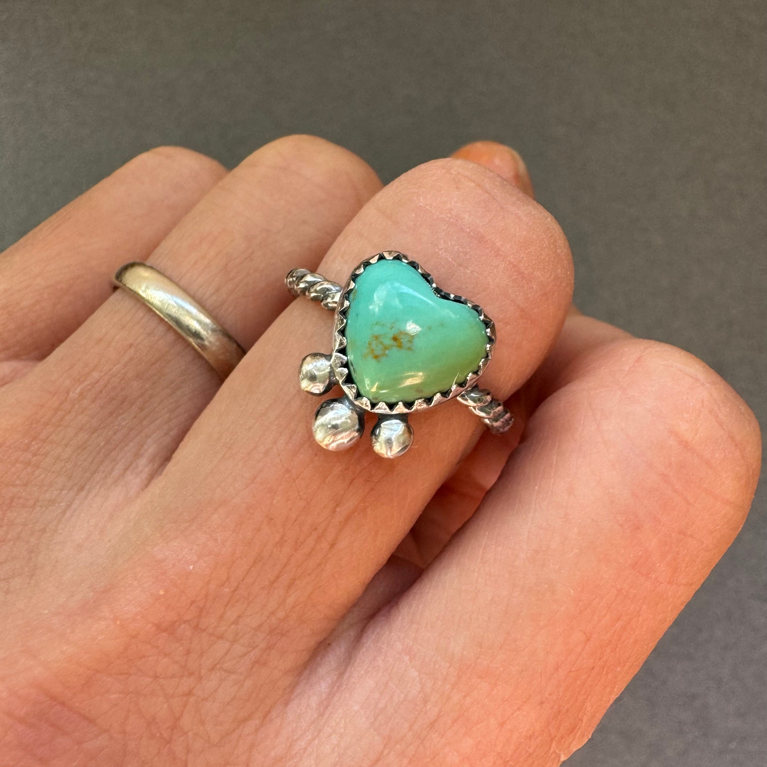 Artisanlab Jewelry Kingman Turquoise Mini Heart Stacking Ring - Etsy