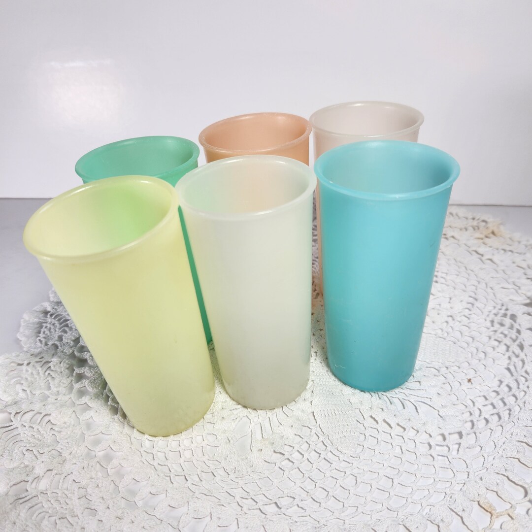 Vintage Tupperware Tall Tumblers Set of 6 Drink Glass 8 Oz Juice Cups ...