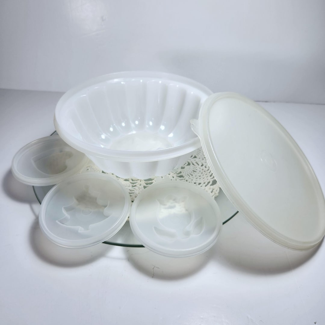 Vintage Tupperware Jello Mold Jel-n-serve 6 Piece Set 1970s Four Design ...
