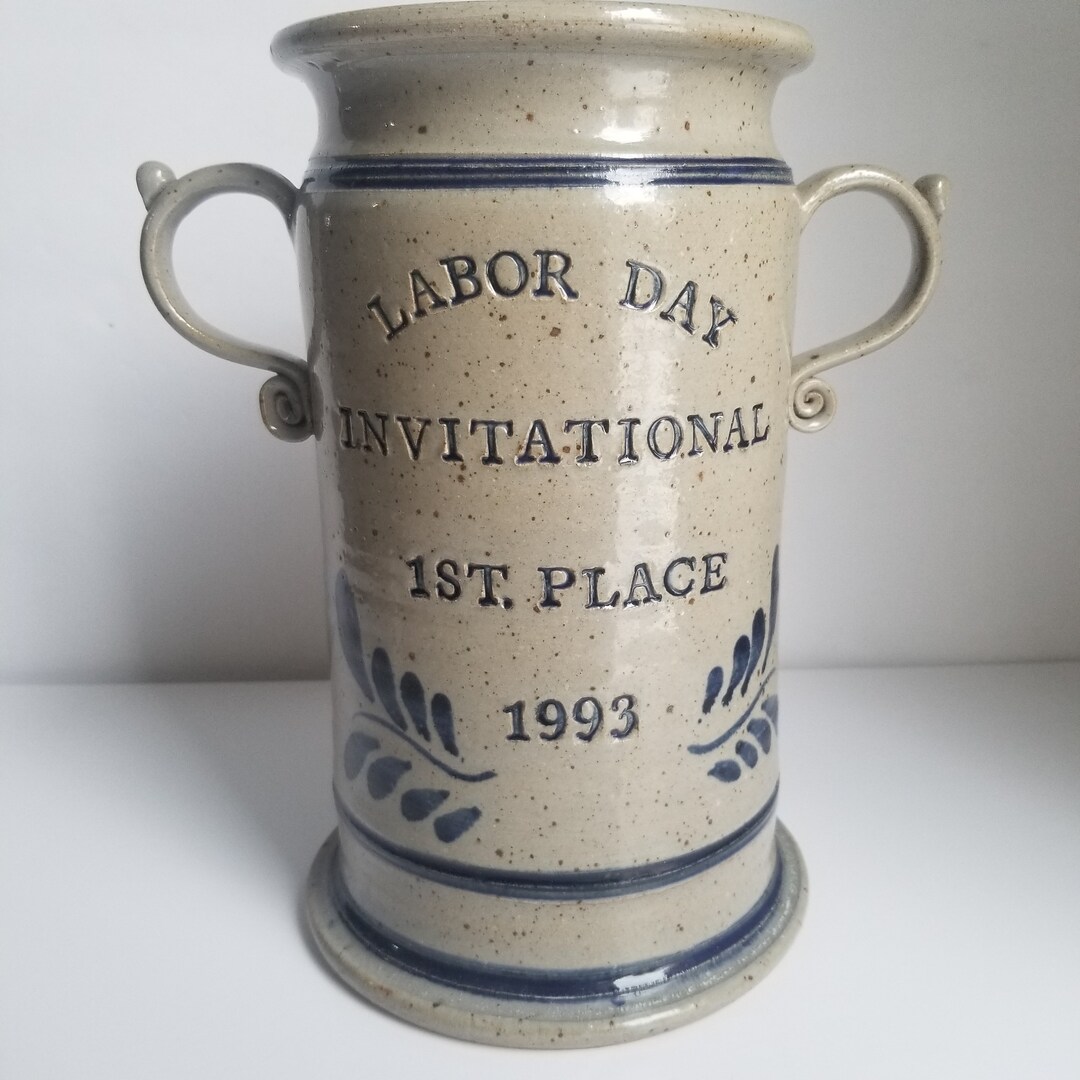 Vintage Vase Stoneware Trophy Signed '92 - Swank Pottery 1856 Labor Day ...