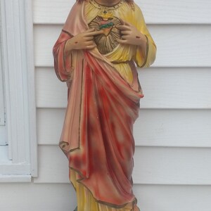 Jesus Sacred Heart Stigmata Large Vintage Statue Chalkware Hydrocal ...