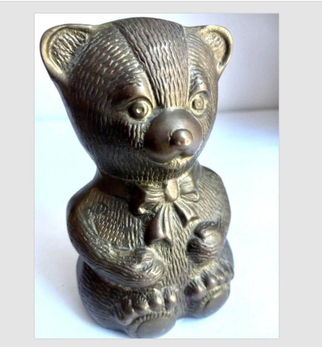 Brass Bear Bank Piggy Bank Teddy Bear Coin Bank Retro Style With Brass ...