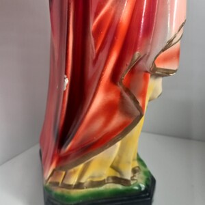 Jesus Sacred Heart Stigmata Large Vintage Statue Chalkware Hydrocal ...