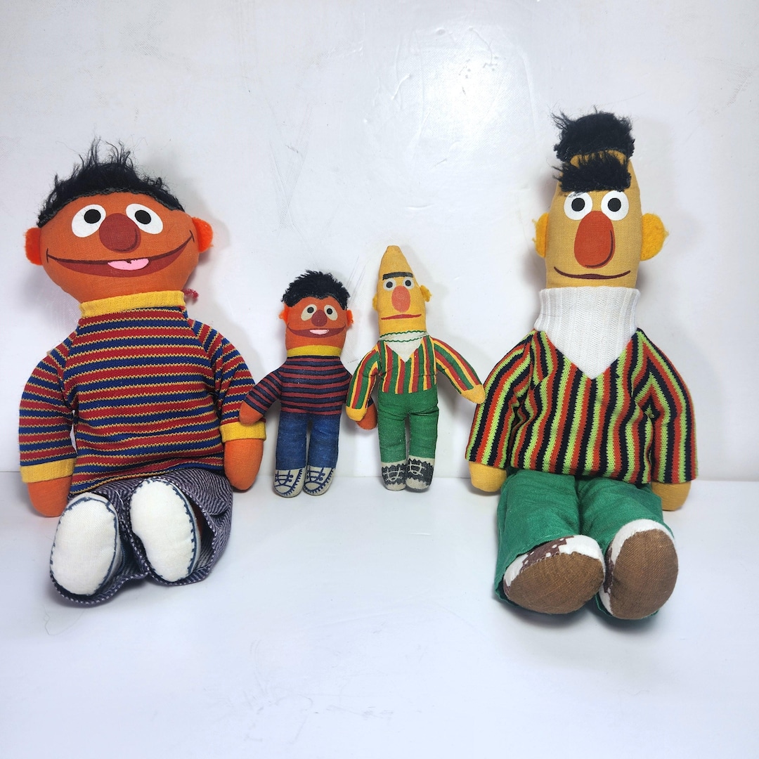 Vintage Bert and Ernie Plush Toy Dolls Knickerbocker Stuffed Sesame ...
