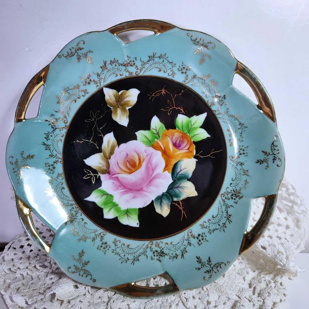 Vintage Shafford Dish Plate Bowl Hand Roses #58 / 805 Decorated Made in ...