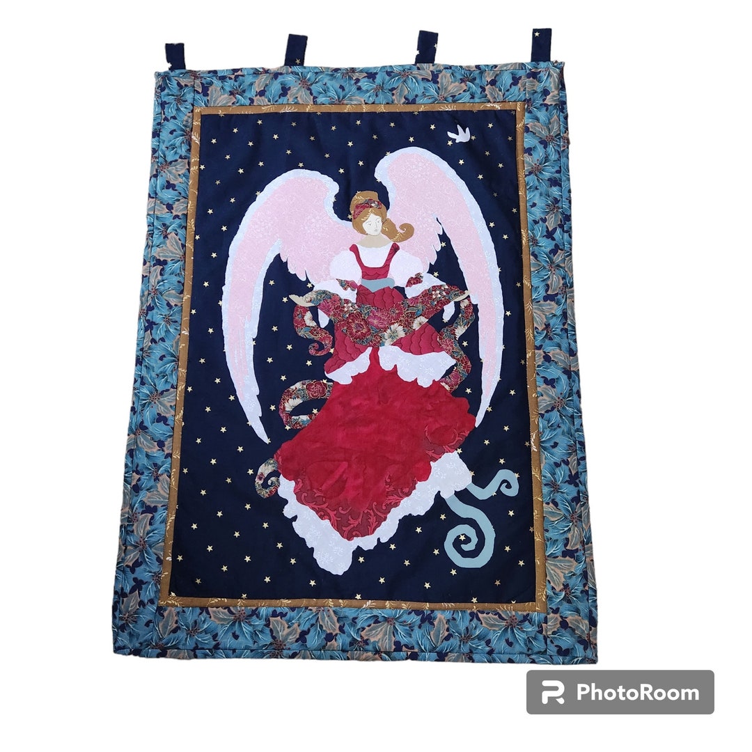 Vintage Angel Wall Hanging Christmas Holiday Tapestry Wall Art 30 X 20. ...