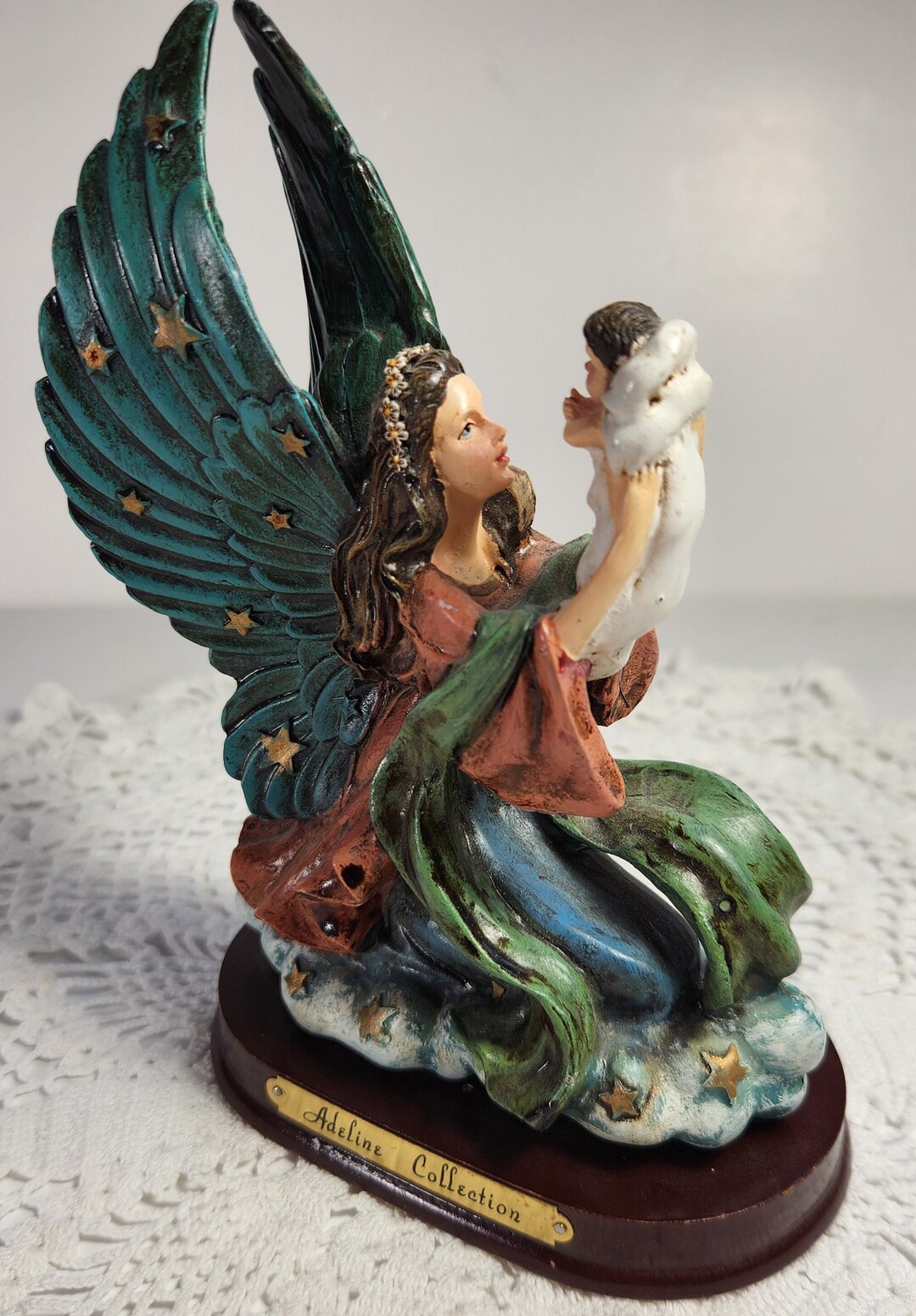 Angel Figurine Adeline Collection Figurine Angel Holding a Baby Sitting ...