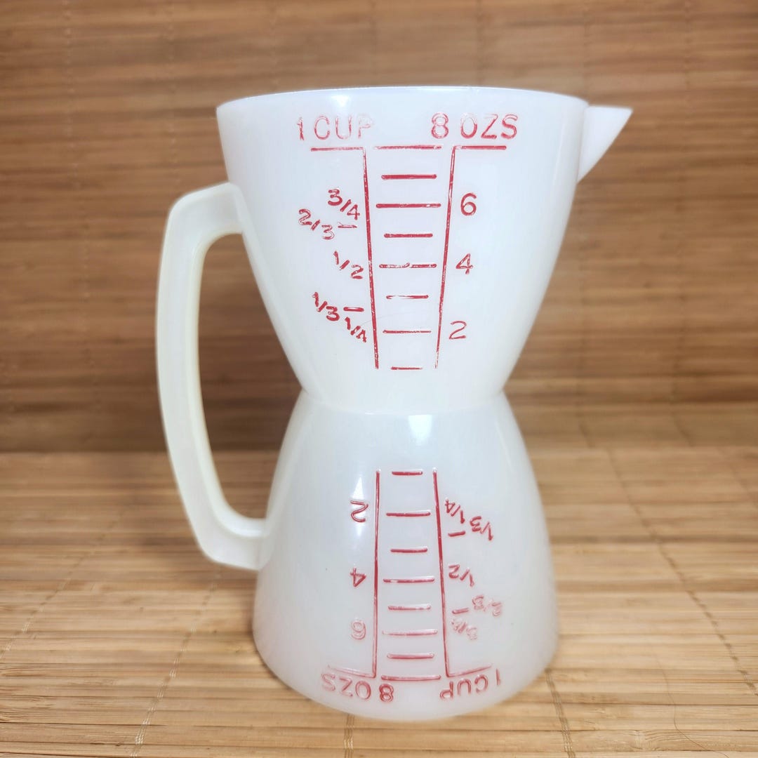 Tupperware Wet Dry Double Measuring Cup 8 Oz. Hourglass 2-sided Vintage ...