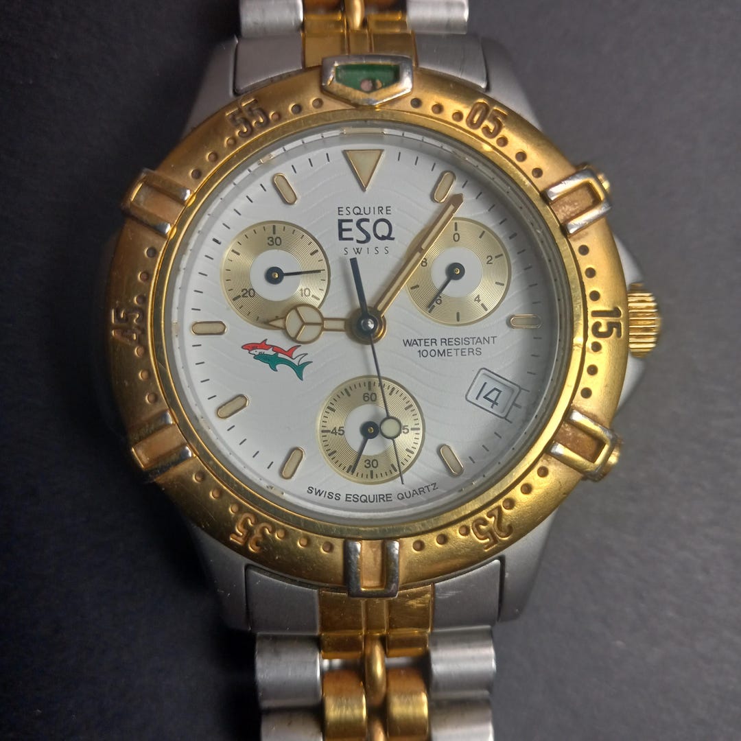 ESQ Esquire Swiss Quartz Chronograph 300389 Stainless Gold Tones Water ...