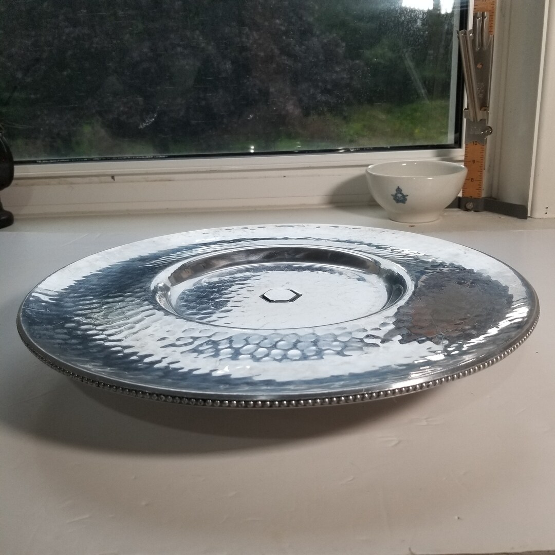 Lazy Susan Tray Hammered Aluminium Mid Century Modern Round Measures 35 ...