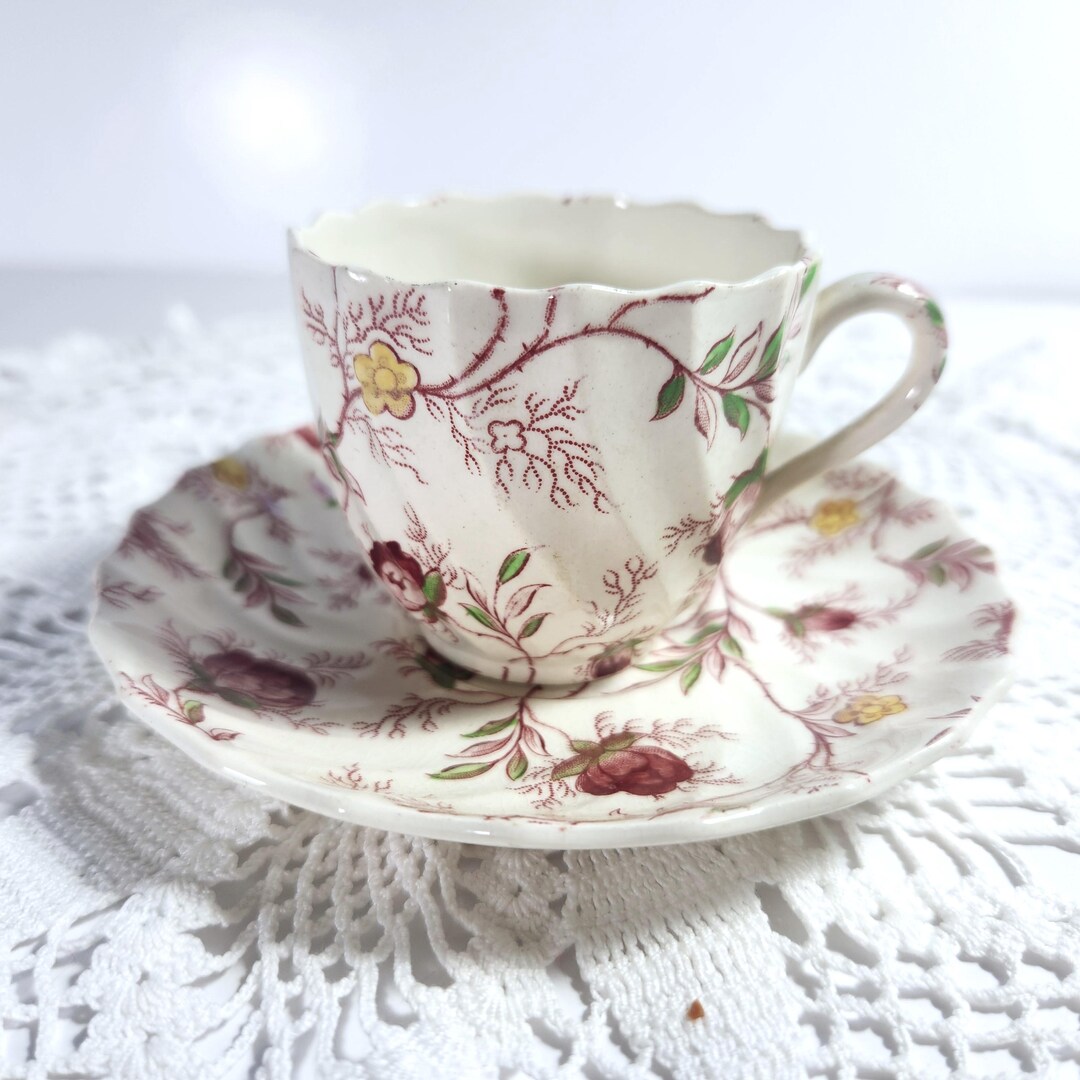 Copeland Spode Demitasse Cup and Saucer Set Rosebud Chintz England ...