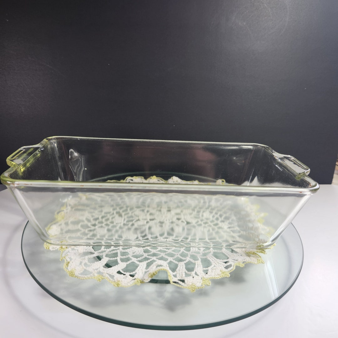 Pyrex Loaf Pan 214 Clear With Green Tint Glass Vintage Large 10.5 X 5.5 X 3 1/4 Collectible ...