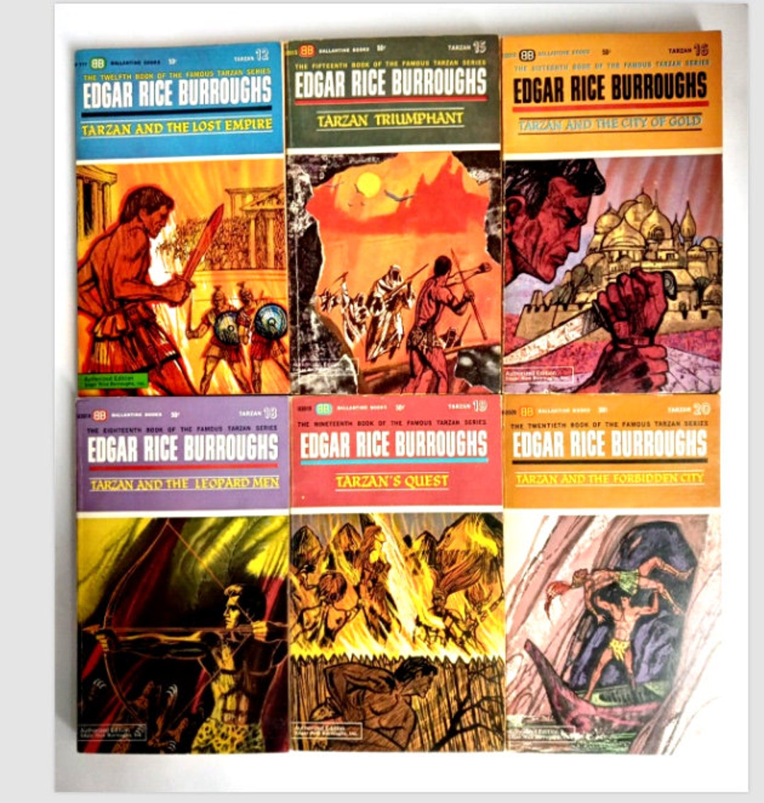 Edgar Rice Burroughs Tarzan 1960s Vintage Novels Lot of Six Ballantine ...