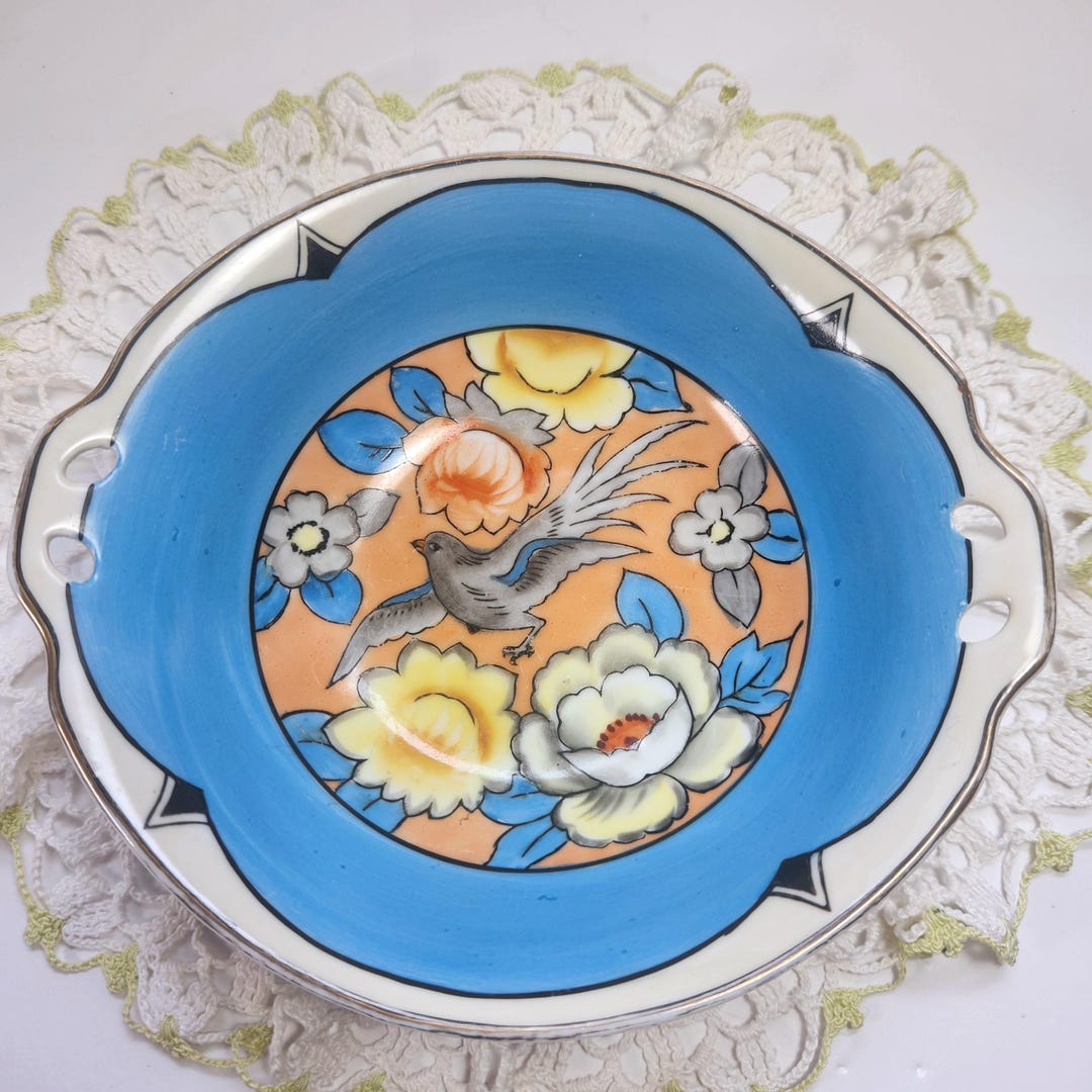 Vintage Noritake Bowl Hand Painted Bird and Flowers M Stamp Made in ...