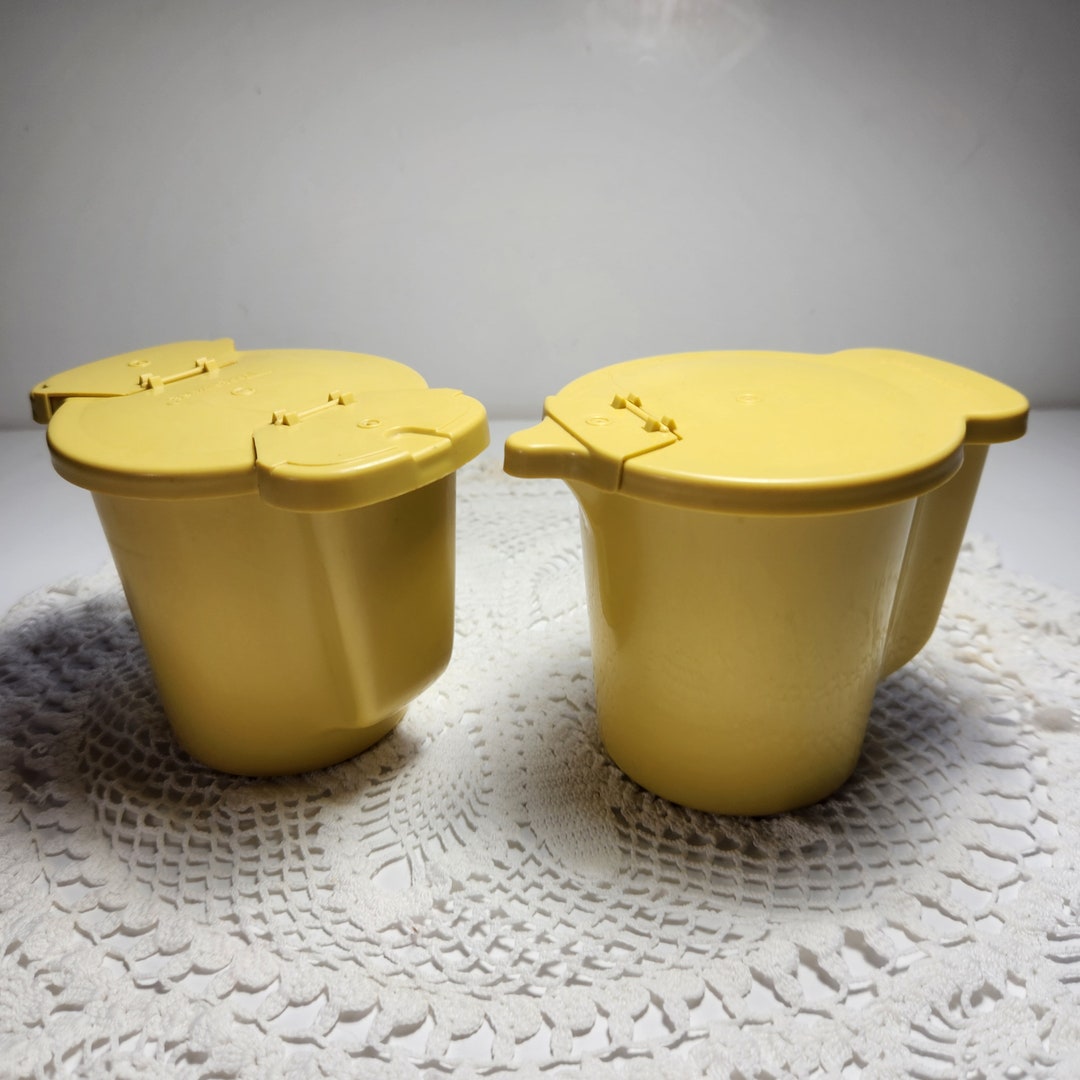 Vintage Tupperware Sugar and Creamer Set Flip Top Lids Harvest Gold ...