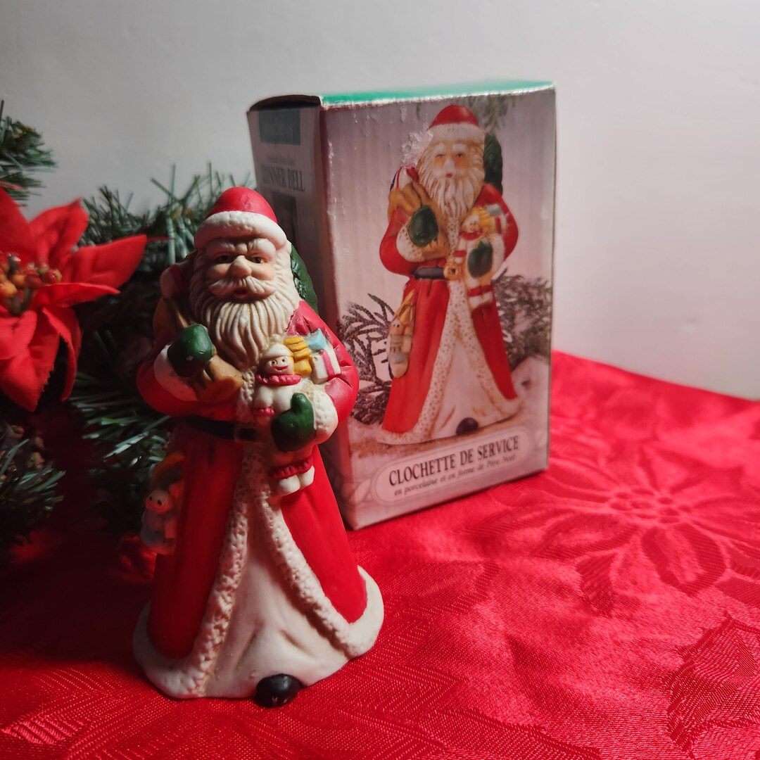 Christmas Dinner Bell Porcelain Santa Clause Holiday 4 1/4" Seasonal ...