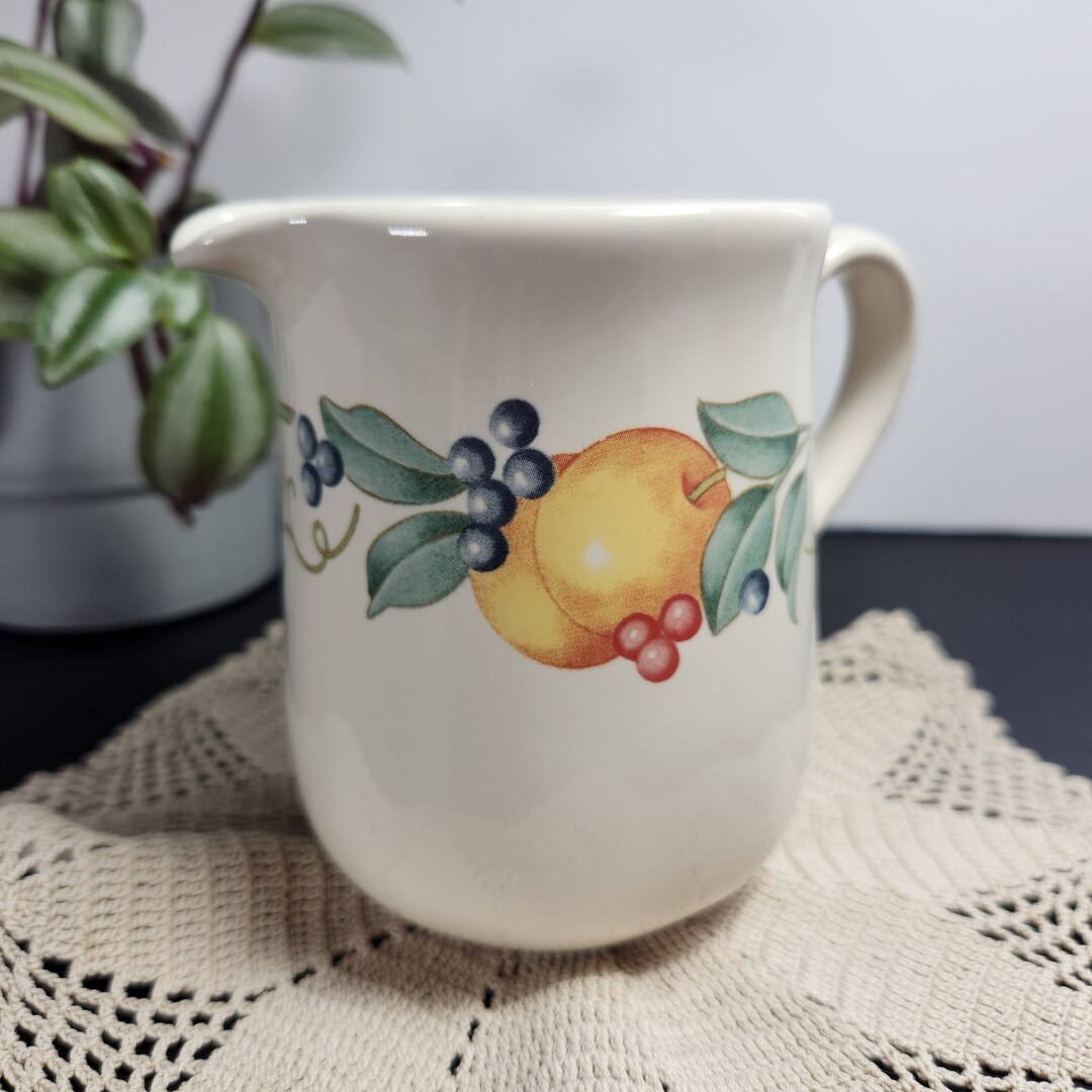 Vintage Corelle Coordinates Pitcher Creamer Abundance Fruit & Leaves ...