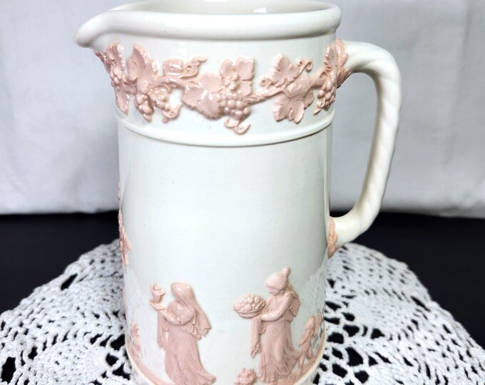 Wedgwood of Etruria & Barlaston Queens Ware Embossed Pitcher Pink ...